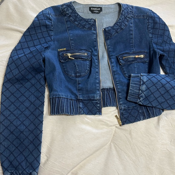 bebe | Jackets & Coats | Bebe Jean Cropped Jacket | Poshmark
